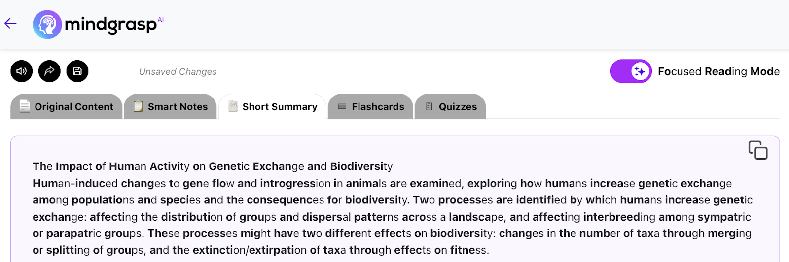 What is the Focused Reading Mode Feature in Mindgrasp – Mindgrasp